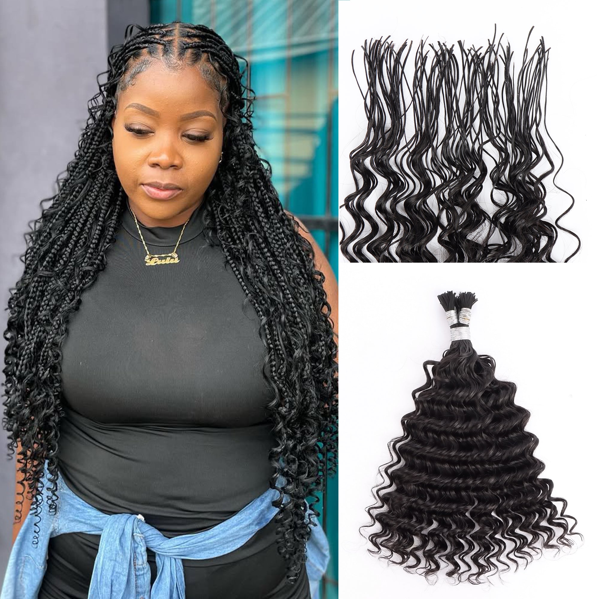 Orientfashion Pre-Divided Deep Wave Human Braiding Hair for Boho Braid ...